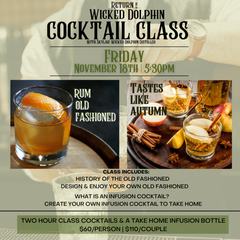Wicked Dolphin Cocktail Class! Old Fashioned & Infusion Cocktails ...