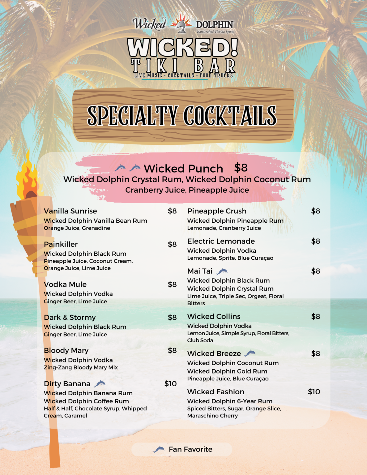 Tiki Cocktail Menu - Wicked Dolphin Rum