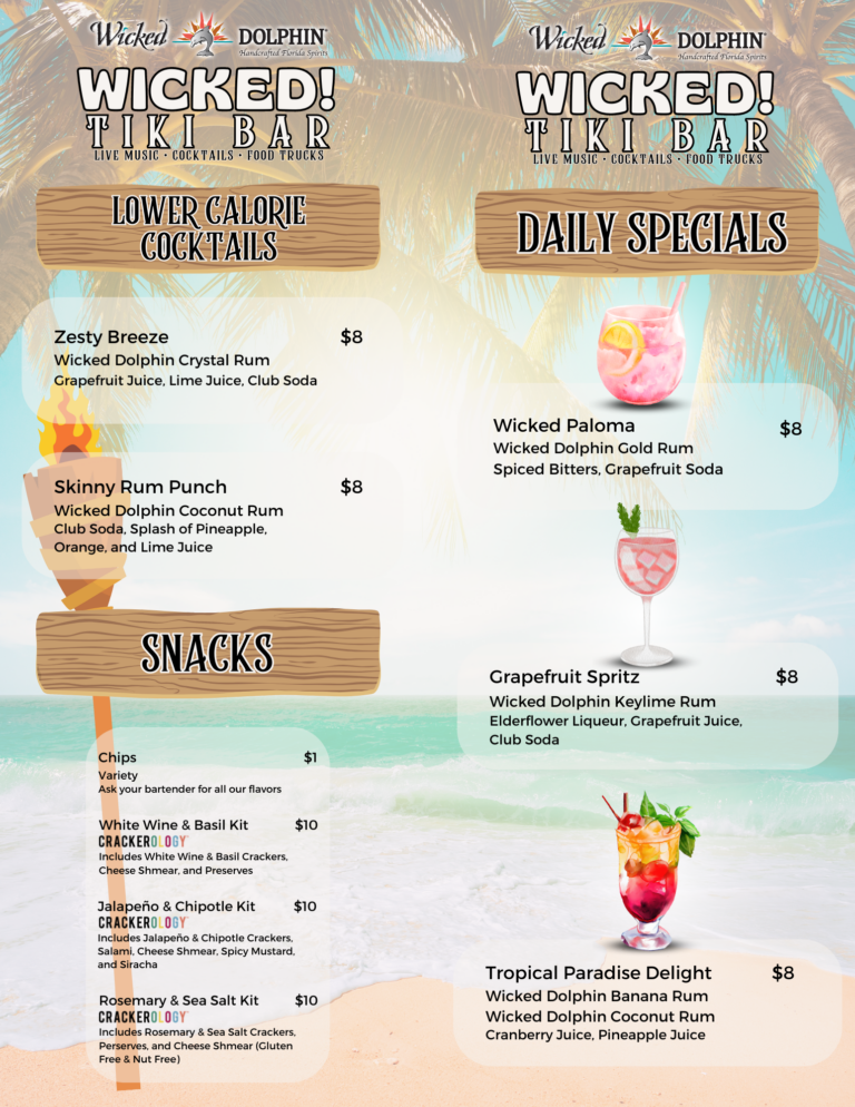 Tiki Cocktail Menu - Wicked Dolphin Rum